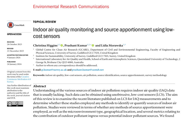 Indoor air quality monitoring and source apportionment using low-cost ...
