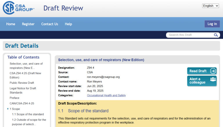 Canadian Standards Association has released a draft revision of its ...