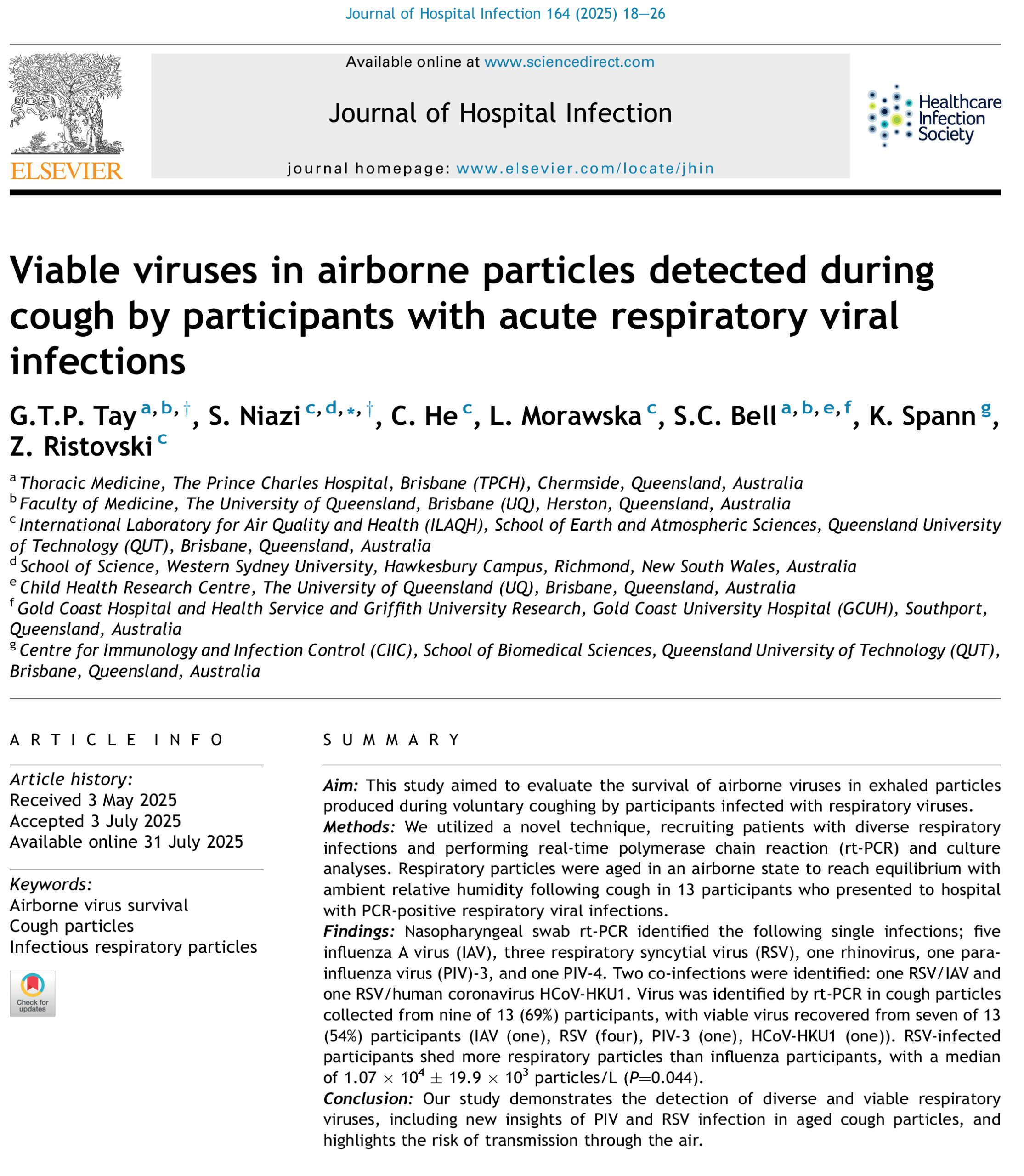 Viable Viruses in Airborne Particles Detected during Cough by Participants with Acute ...